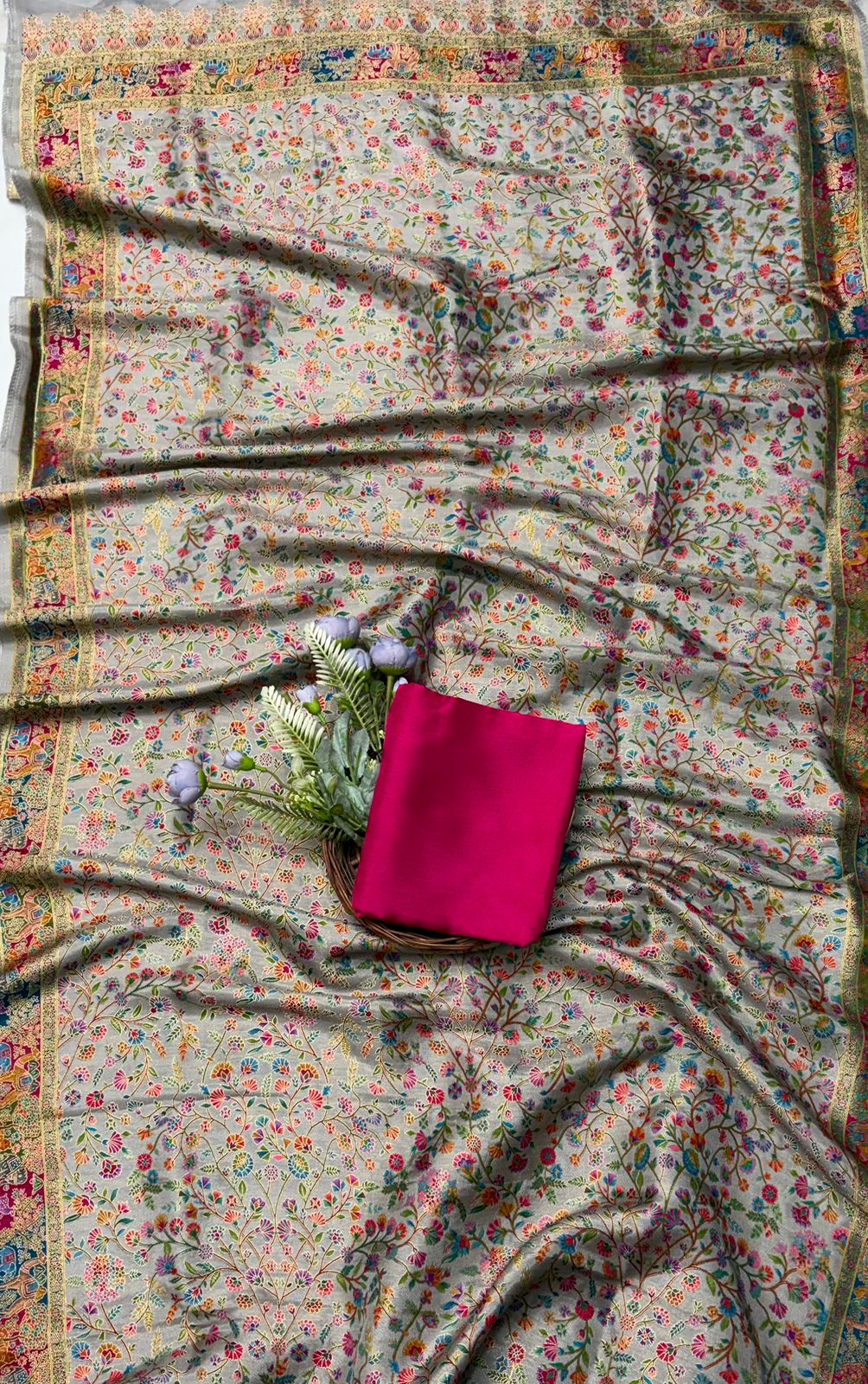 Dola Silk Grey Suit Fabric / Banarasi Baithak – Studio CKC