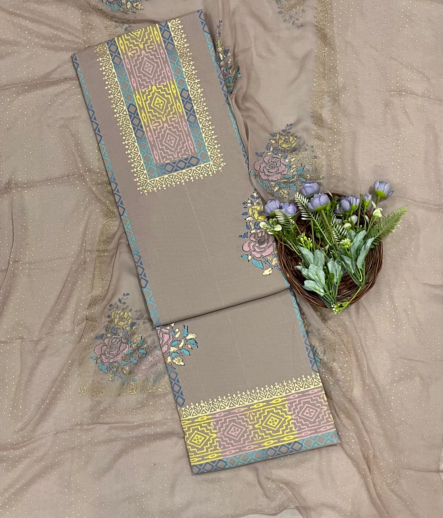 Cotton Nude Brown Suit Fabric / CKC Block Printing Suits – Studio CKC