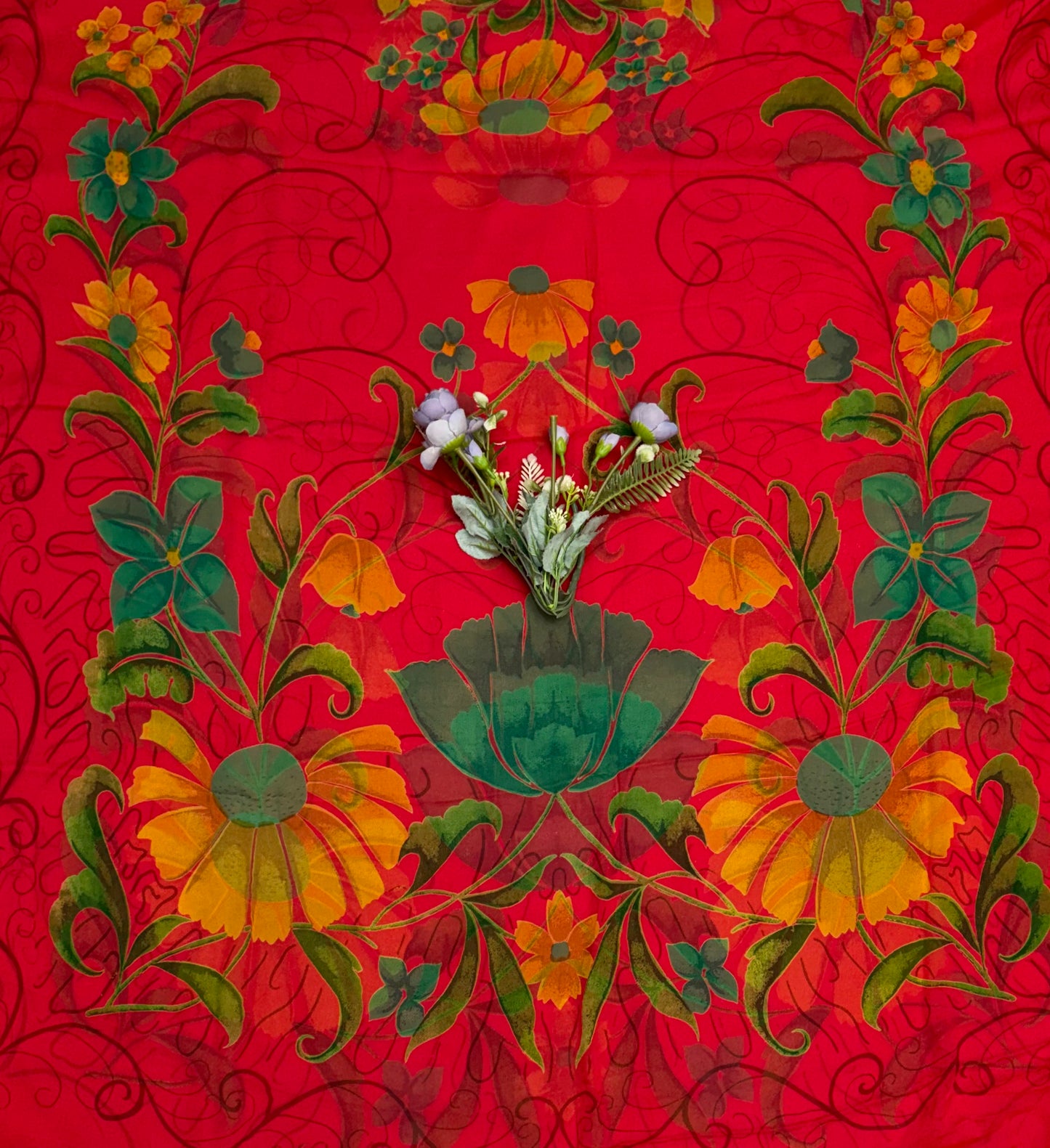 Crepe Red Suit Fabric/ Phoolon Ka Ghar – Studio CKC