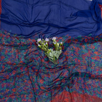 Crepe Navy Blue Suit Fabric/ Phoolon Ka Ghar – Studio CKC