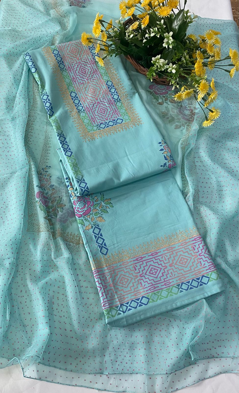 Cotton Voile Sky Blue Suit Fabric / Summer Elegance – Studio CKC